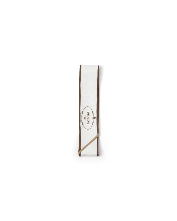 Prada Printed Silk Twill Jacquard Skinny Scarf - Neutral