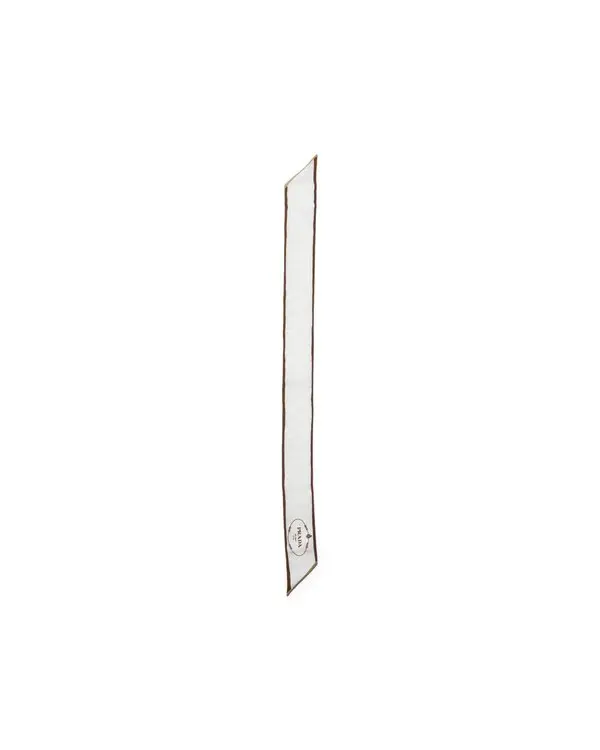 Prada Printed Silk Twill Jacquard Skinny Scarf - Neutral