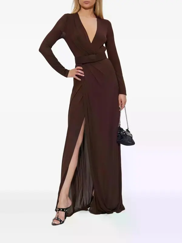 Dsquared2 Long Sleeve V-neck Dress - Brown