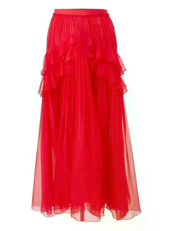 Carolina Herrera Ruffle-detailed Midi Skirt - Red
