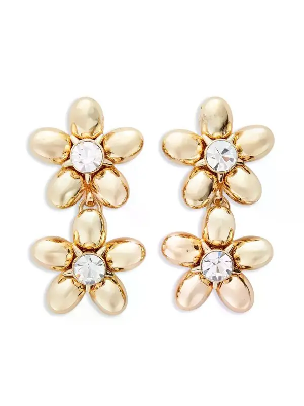 Carolina Herrera Double Flower Drop Earrings - Gold