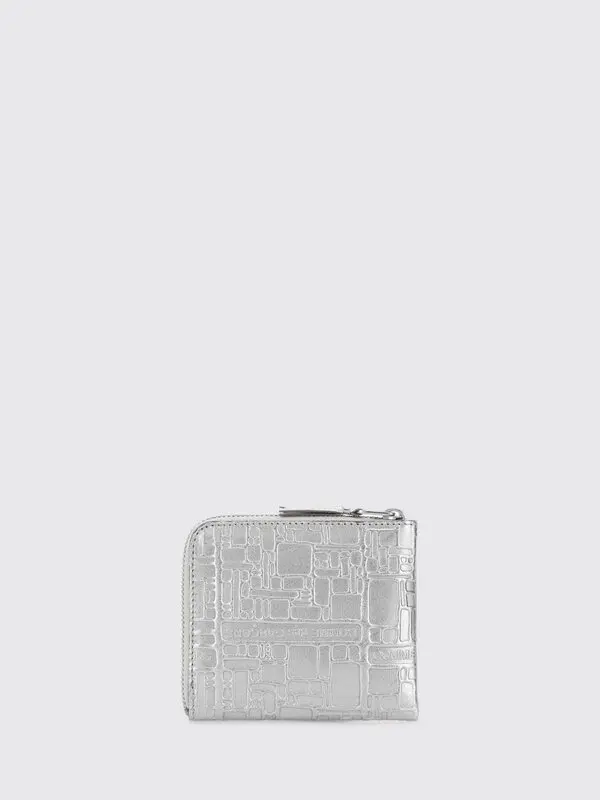 Comme Des Garçons Laminated Leather Credit Card Holder - Silver