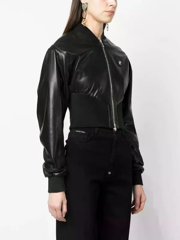 Philipp Plein Leather Bomber Jacket