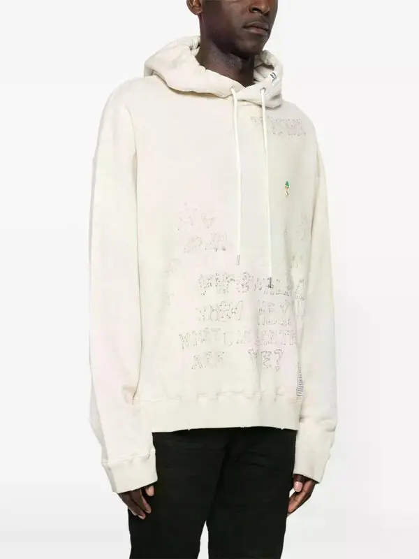 Mihara Yasuhiro Distressed Graffiti-print Hoodie
