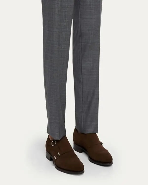 Brioni Milano Suede Cap-toe Double-monk Strap Loafers