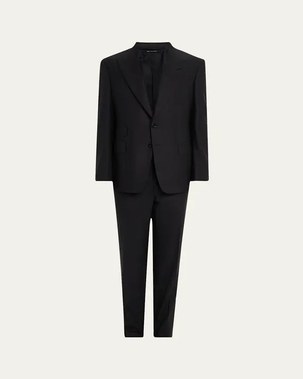 TOM FORD Wool Flannel Notch Lapel Two-piece Suit - Grey Melange