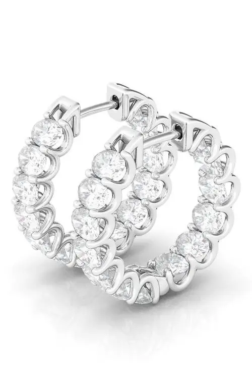 HAUTECARAT Oval Lab Grown Diamond Hoop Earrings - White Gold