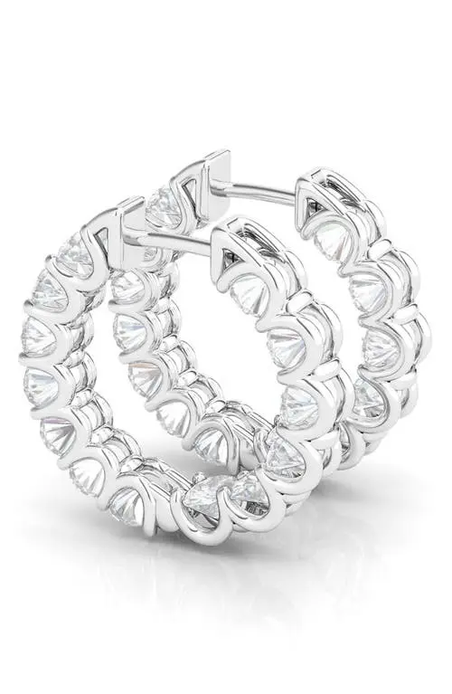 HAUTECARAT Oval Lab Grown Diamond Hoop Earrings - White Gold