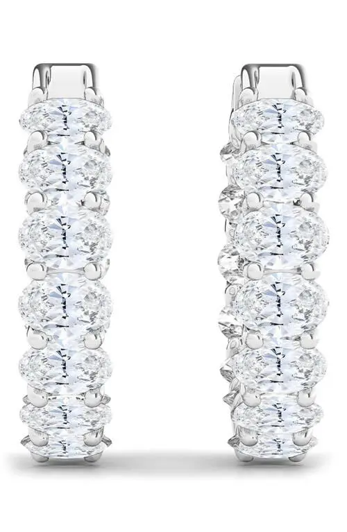 HAUTECARAT Oval Lab Grown Diamond Hoop Earrings - White Gold