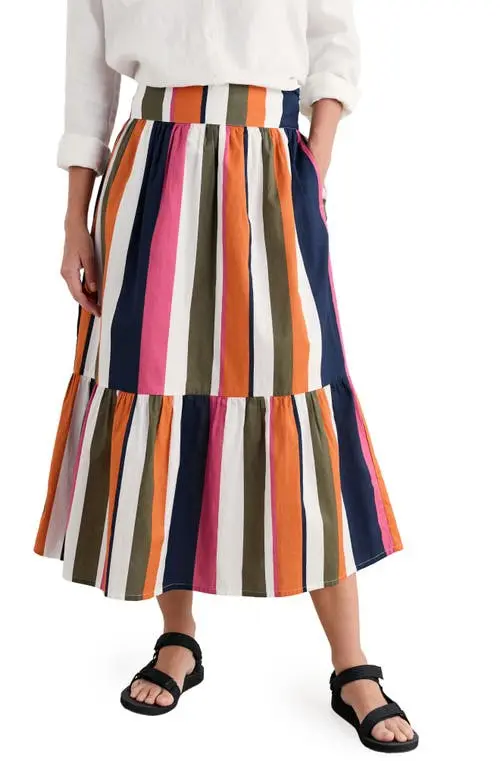 SEASALT CORNWALL Cranesbill Stripe Tiered Maxi Skirt - Indian Summer Multi