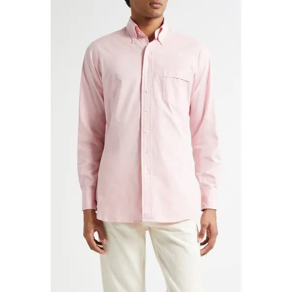 DRAKE'S Pinpoint Cotton Oxford Button-down Shirt