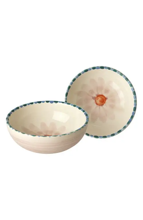 RICE BY RICE Set Of 6 Hand-painted Ceramic Bowls - Ivory Multi