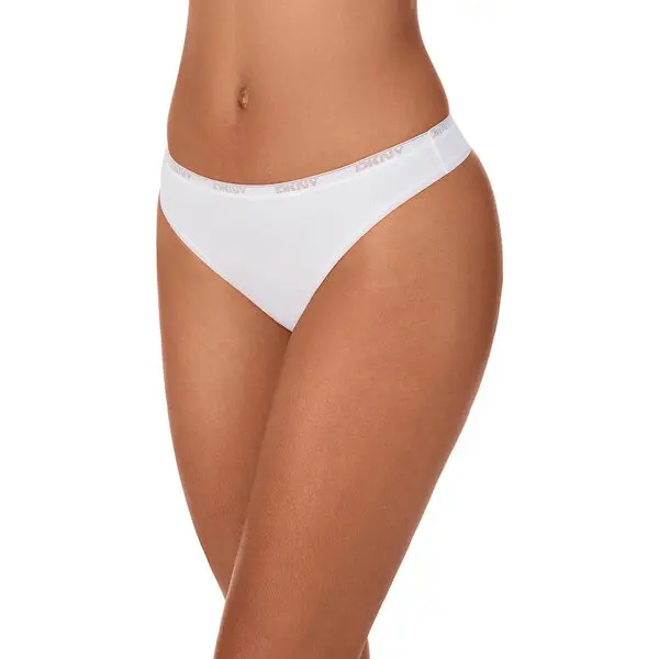 Dkny Cotton Blend Thong - White