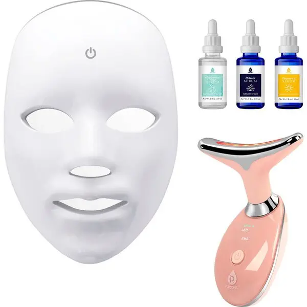 PURSONIC Complete Led Skincare Bundle7-in-1 Led Face Mask + Sculpting Wand + Anti-aging Serum Set - 100