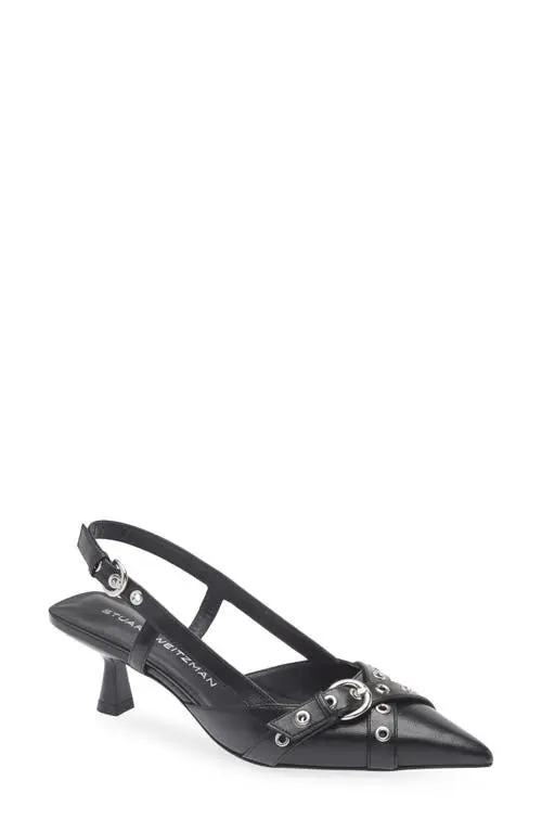 STUART WEITZMAN Supermoto Kitten Heel Slingback Pumps - Black