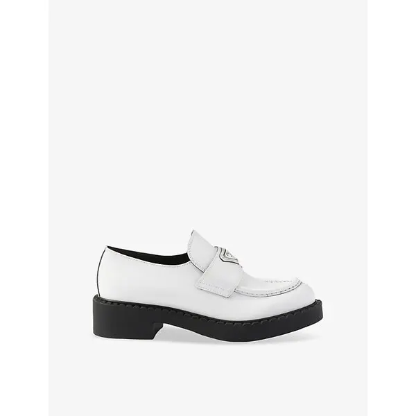 Prada Logo-plaque Leather Loafers