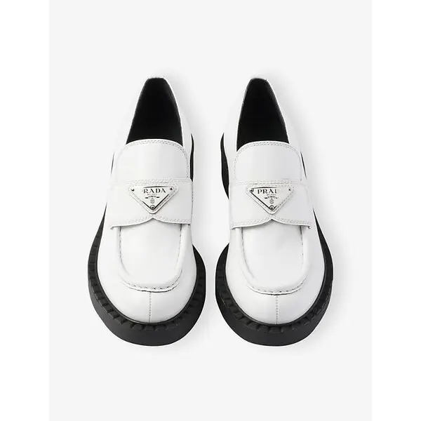 Prada Logo-plaque Leather Loafers