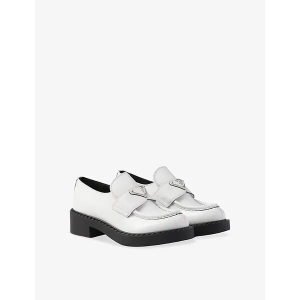 Prada Logo-plaque Leather Loafers
