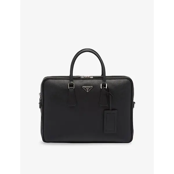 Prada Saffiano Leather Briefcase - Black