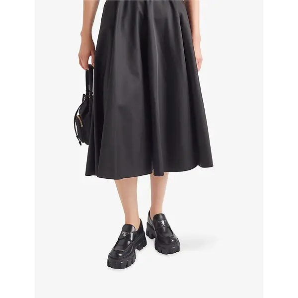 Prada Monolith Logo-plaque Leather Loafers - Black