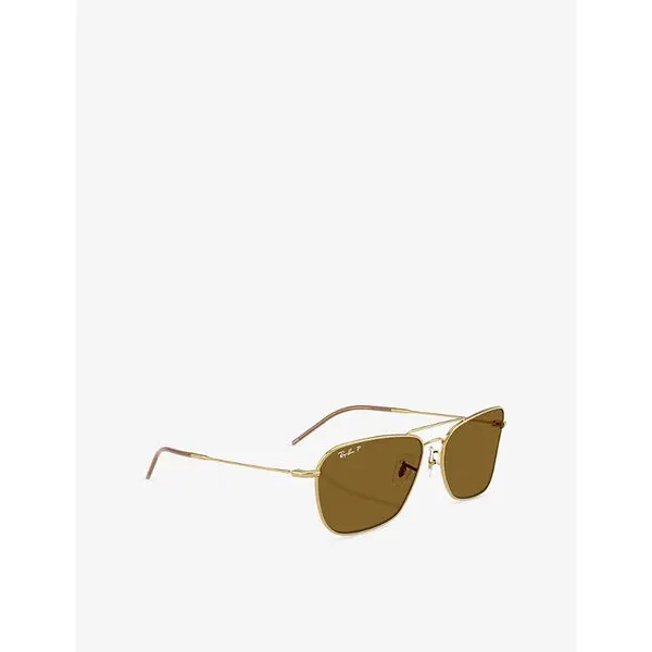 Ray-ban Polarised Caravan Reverse Square-frame Metal Sunglasses - Black