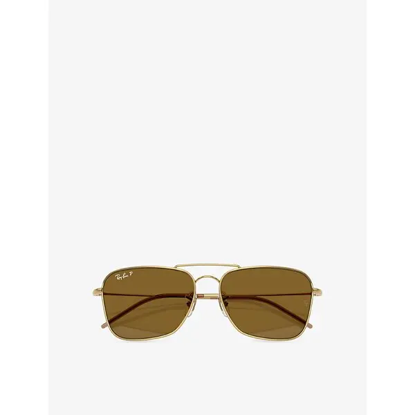 Ray-ban Polarised Caravan Reverse Square-frame Metal Sunglasses - Black