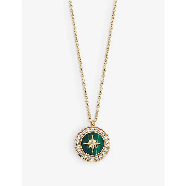Astley Clarke Polaris Malachite And White Sapphire Locket Necklace - Yellow Gold Vermeil