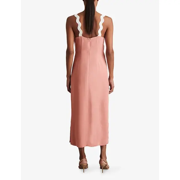 Reiss Asher Wave-Trim Crepe Midi Dress - Pink - 30% Off
