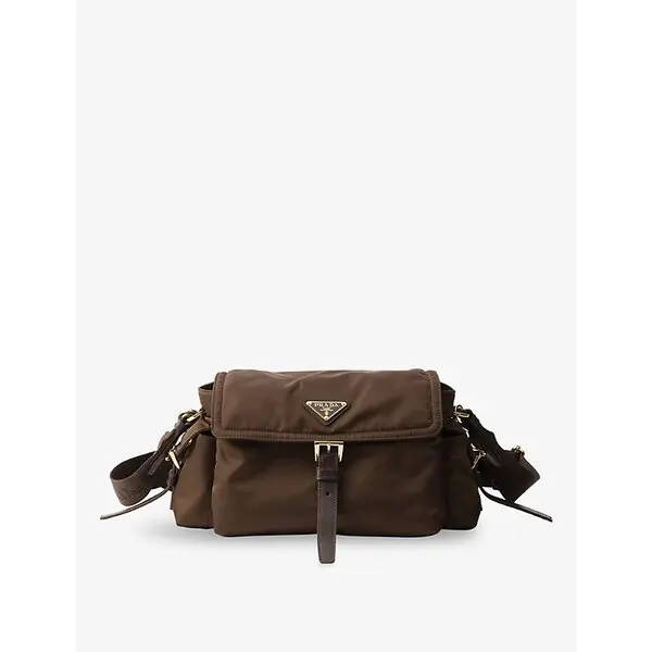 Prada Re-nylon Medium Woven Shoulder Bag - Brown