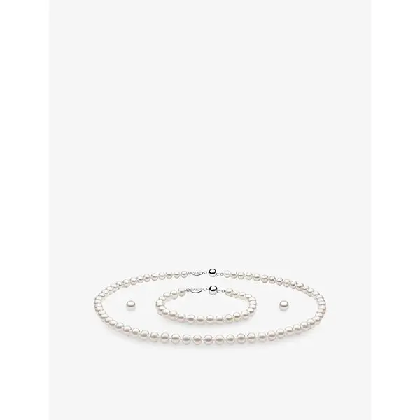 Yoko London Round 18ct And Freshwater Pearl Set - White Gold
