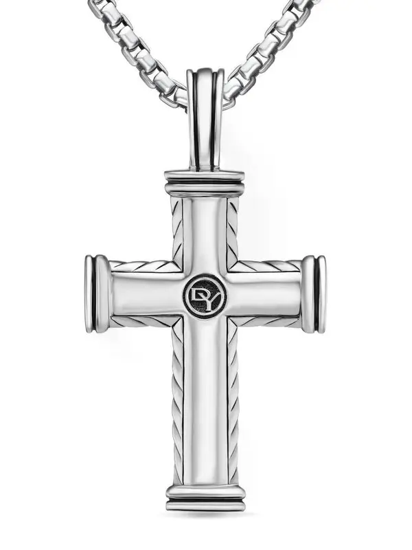 David Yurman Sterling Chevron Cross Diamond Pendant