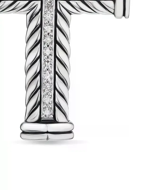 David Yurman Sterling Chevron Cross Diamond Pendant