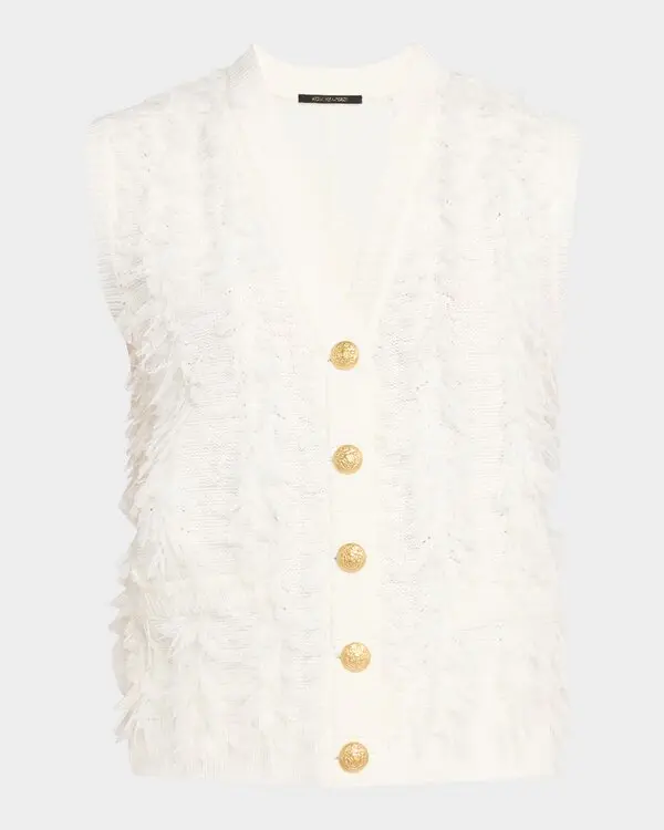 Kobi Halperin Sterling Fringe Knit Sweater Vest - Ivory