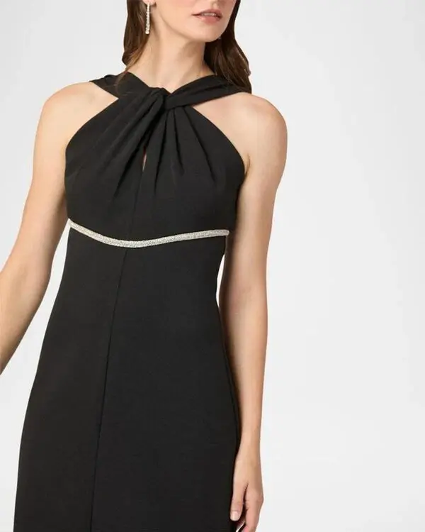 Shoshanna Baker Crystal-embellished Halter Gown