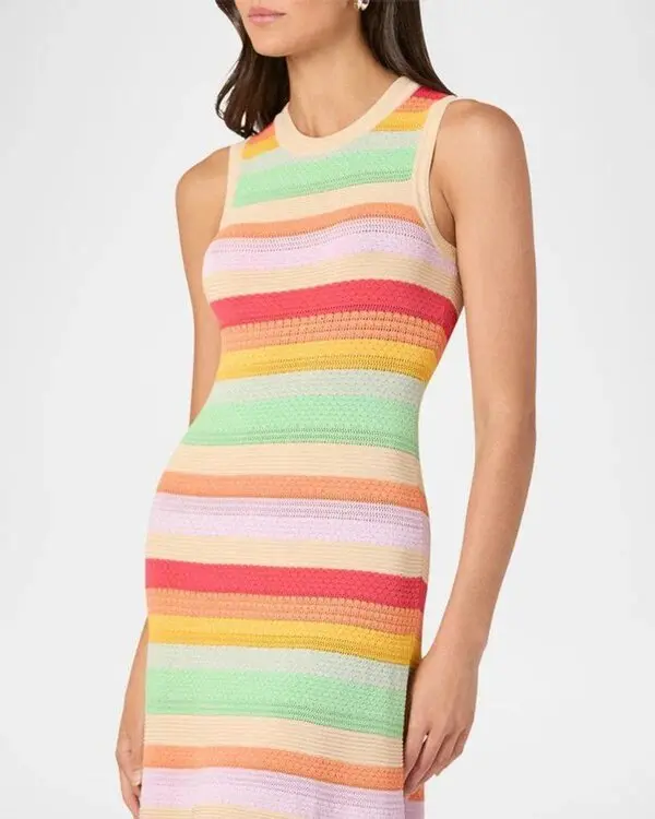 Shoshanna Keira Striped Mixed-knit Midi Dress