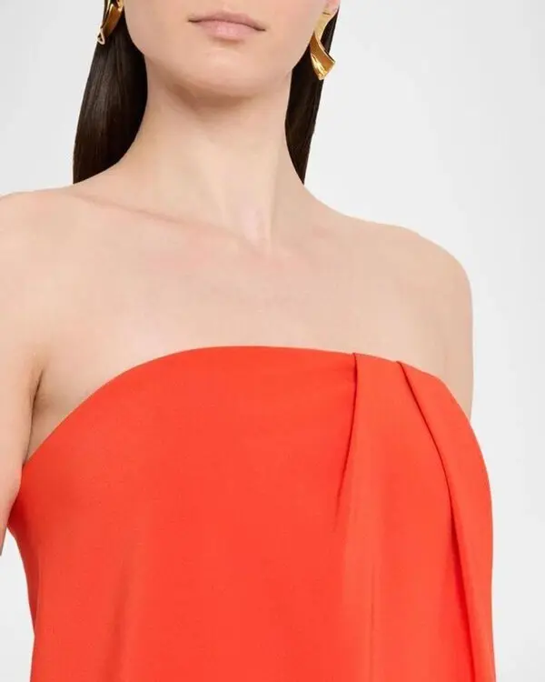 ET OCHS Anika Strapless Draped Midi Dress - Flame