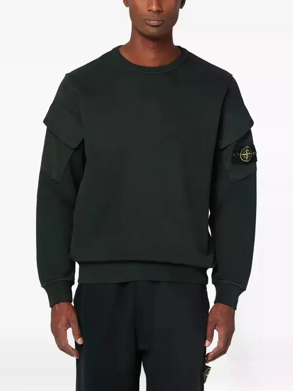 Stone Island Crewneck Sweater With Flap Pockets - Green