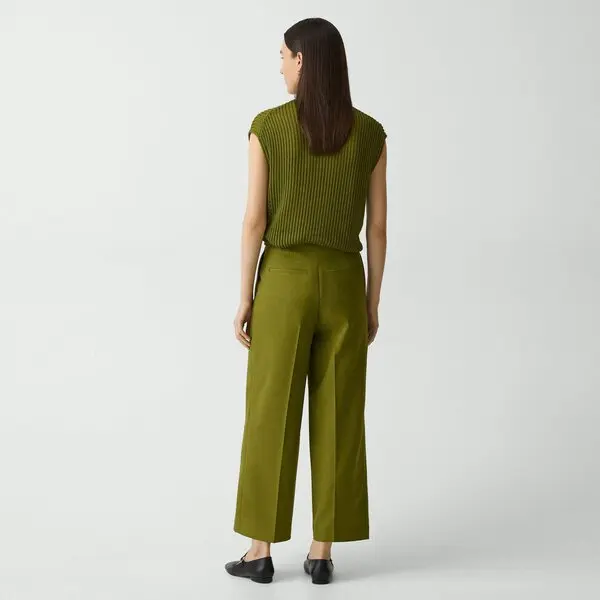 Theory Deep Pleat City Twill Pant - Avocado