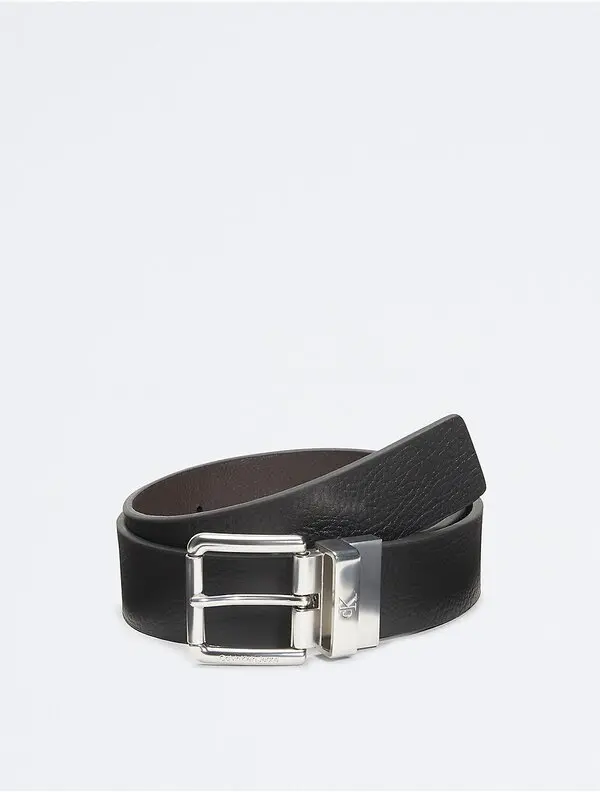 Calvin Klein Pebbled Leather Reversible Jean Belt - Black / Brown