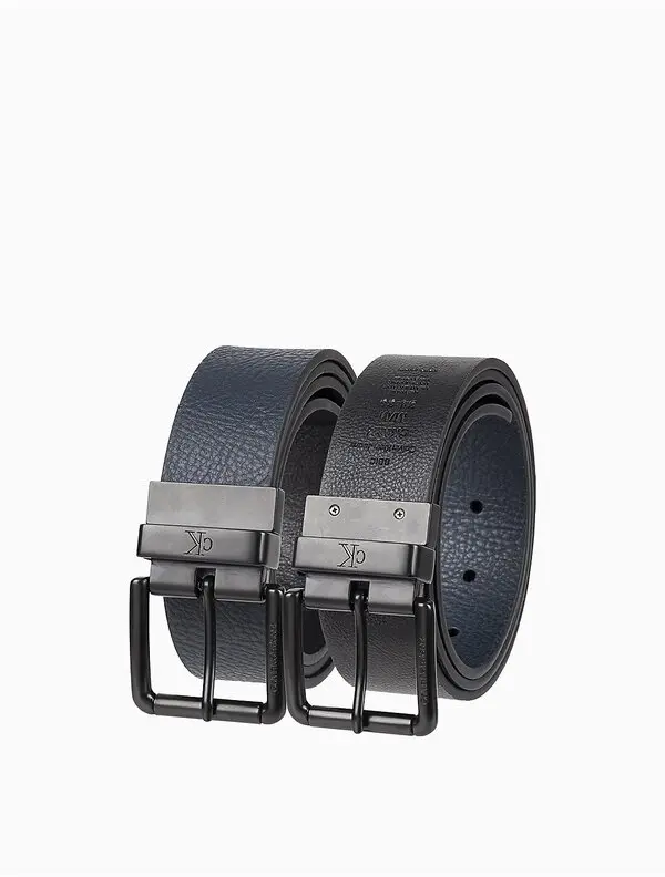 Calvin Klein Pebbled Leather Reversible Jean Belt - Crayon / Black