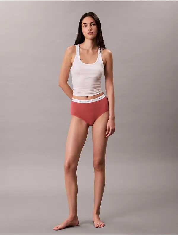 Calvin Klein Cotton Stretch Rib High Rise Brief - Dusty Cedar