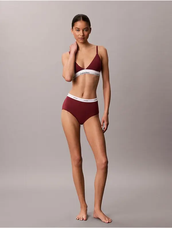 Calvin Klein Cotton Stretch Rib High Rise Brief - Established Red