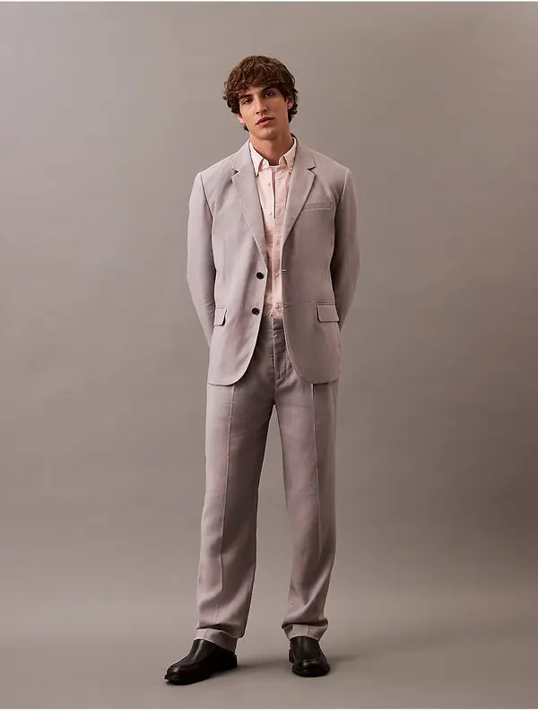 Calvin Klein Linen Blend Pleated Trousers
