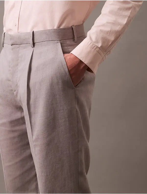 Calvin Klein Linen Blend Pleated Trousers