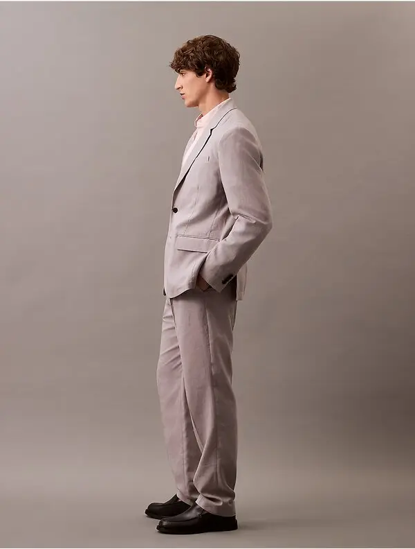 Calvin Klein Linen Blend Pleated Trousers