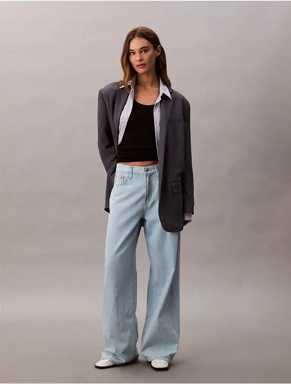 Calvin Klein Linen Blend Wide Leg Jeans - Aaron Indigo