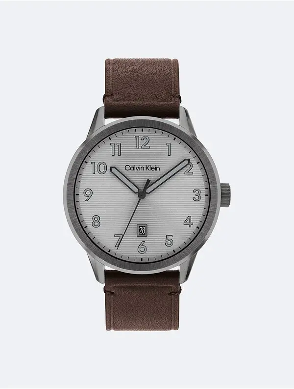 Calvin Klein Pilot Textured Dial Watch - Brown