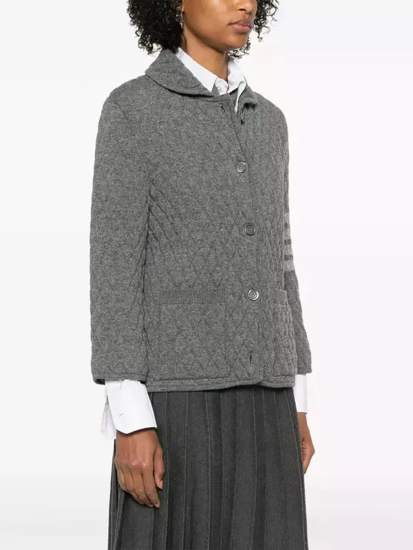 Thom Browne 4 Bar Stripes Quilted Jacket - Grey