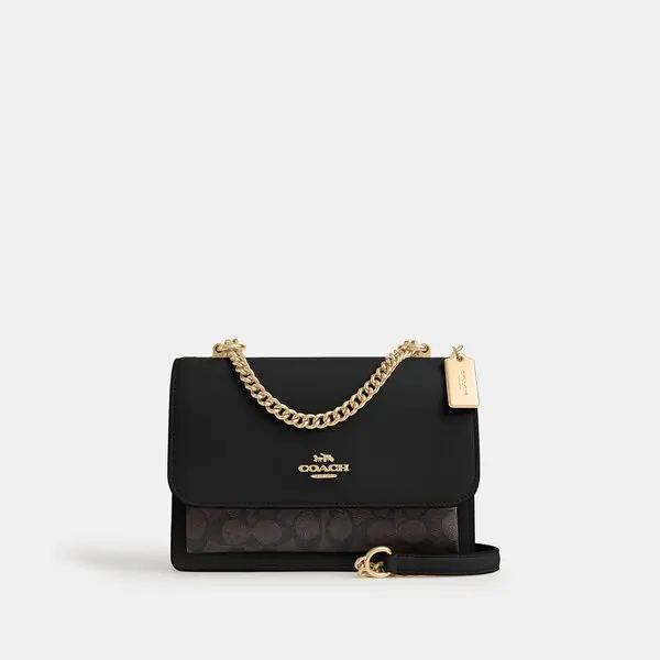 COACH OUTLET Coach Signature Canvas Crossbody Bag - Gold/walnut/black