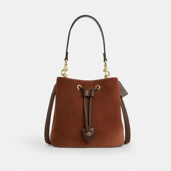 COACH® Rowan Bucket Bag - Suede/im/vintage Brown
